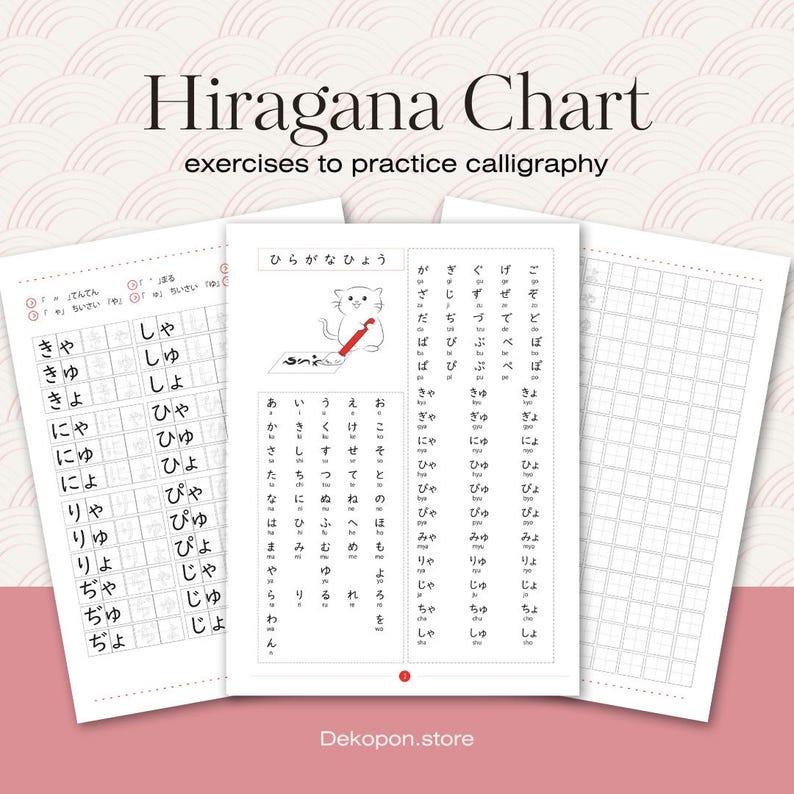 Hiragana Chart + Practice - Etsy