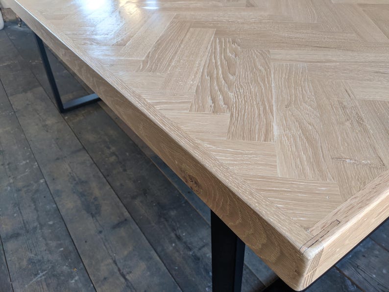Solid Oak Herringbone Dining Table - Etsy