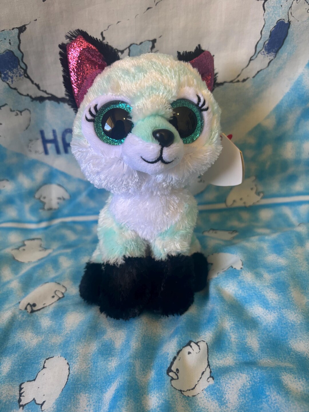 Ty Beanie Boo Atlas the White & Teal Fox Plush 6 Inches With Tag - Etsy