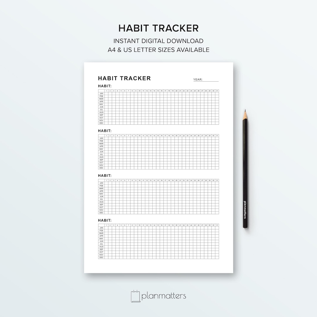 Yearly Habit Tracker Printable, Habit Tracker Template, Motivation ...