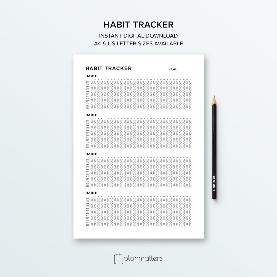 Daily Habit Tracker, Yearly Habit Log, Productivity Tracker, 365 Day ...