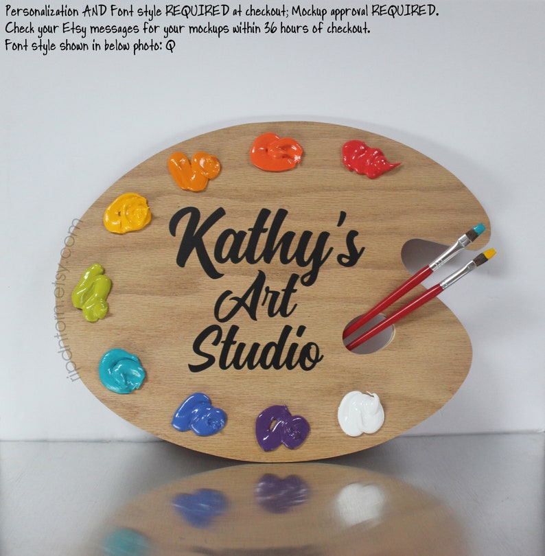 Personalized Art Palette Studio Sign or Wall Hanging with | Etsy