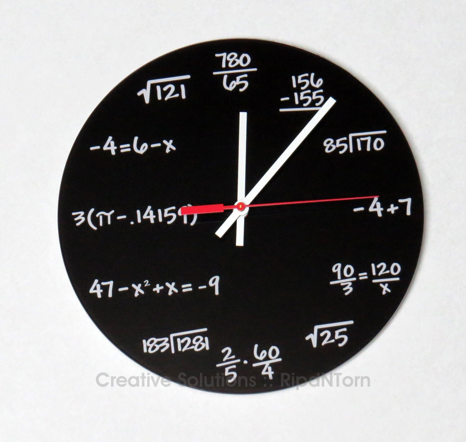 Mathematics Chalkboard Clock High Quality Acrylic 10.75 | Etsy