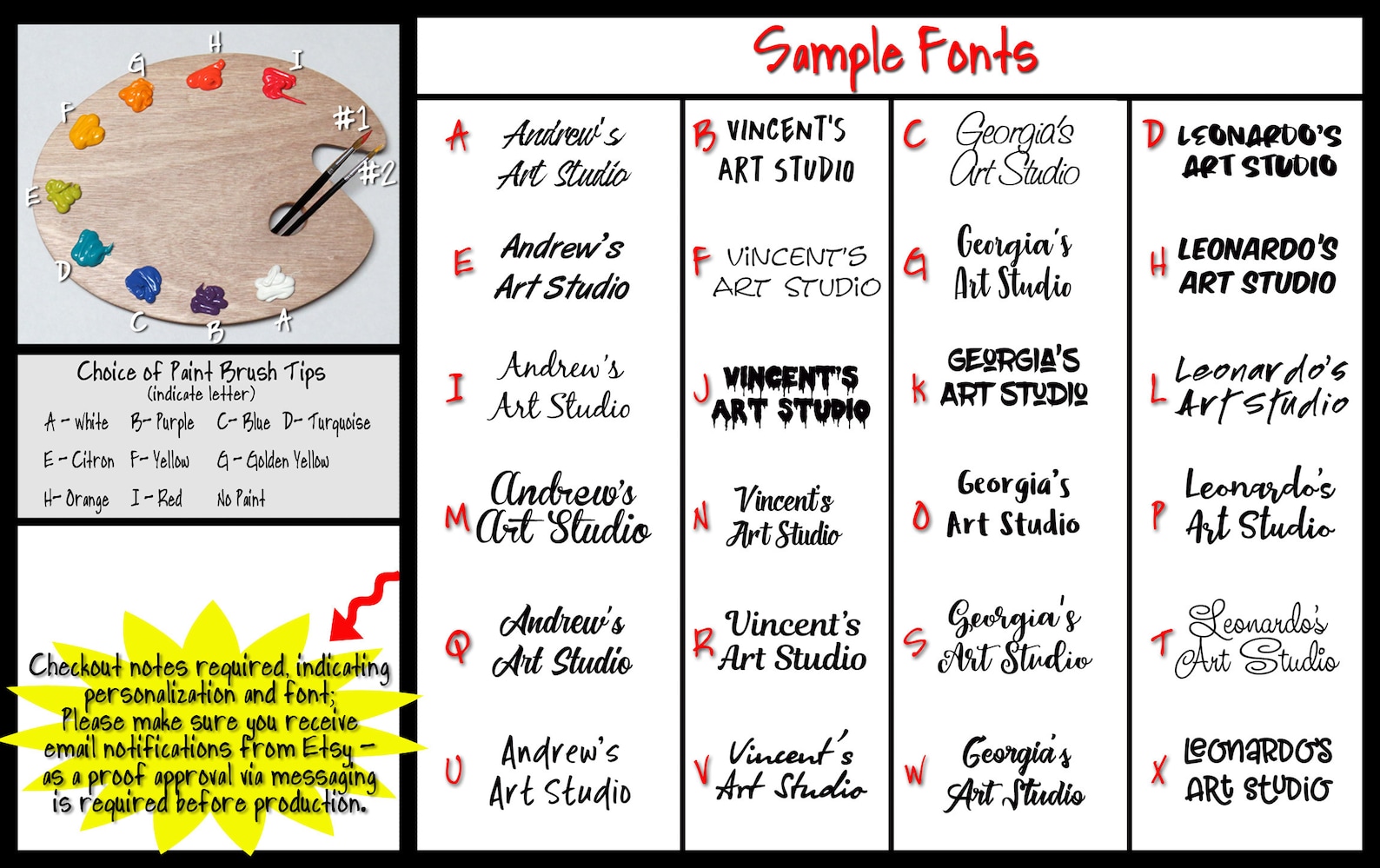 Personalized Art Palette Studio Sign or Wall Hanging With Quote or ...