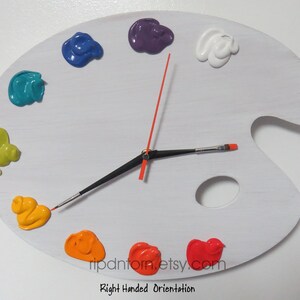 Artist Palette Clock, 3D Paint on WHITEWASHED Wood - Left or Right ...