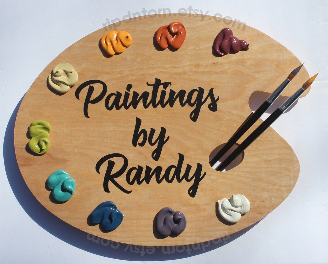 Personalized Art Palette Studio Sign or Wall Hanging With Wording of ...