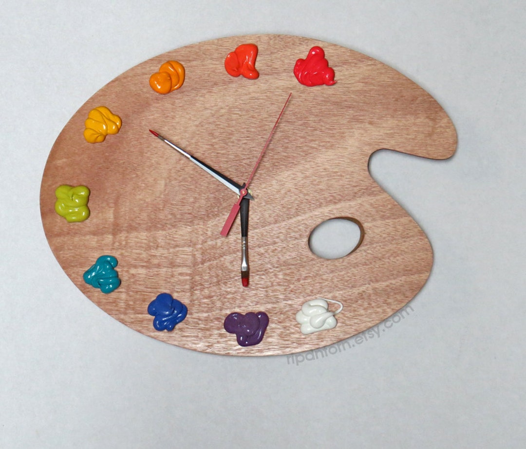 Art Palette Wall Clock With Paint - BRIGHT Color Collection - Unique ...