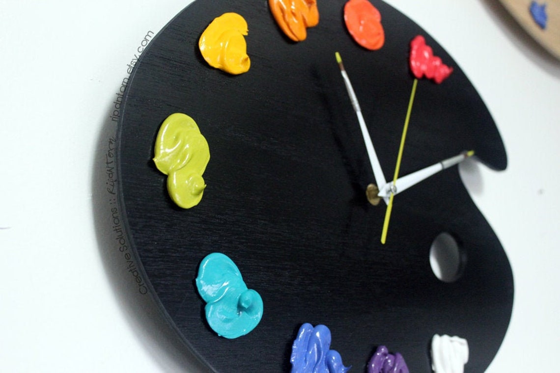 Art Palette Wall Clock With Paint BRIGHTS Color Collection - Etsy