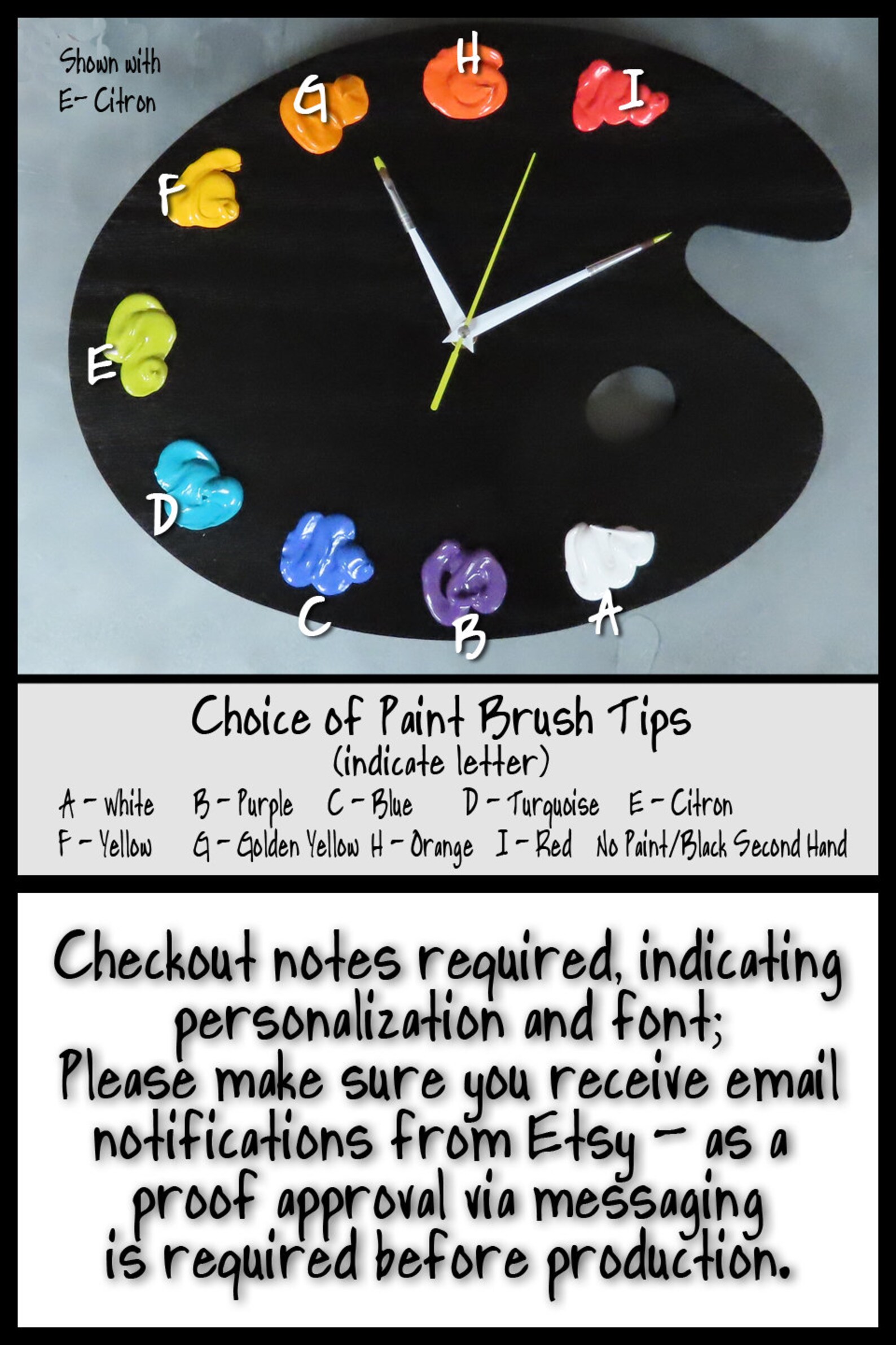 Art Palette Wall Clock With Paint BRIGHTS Color Collection - Etsy