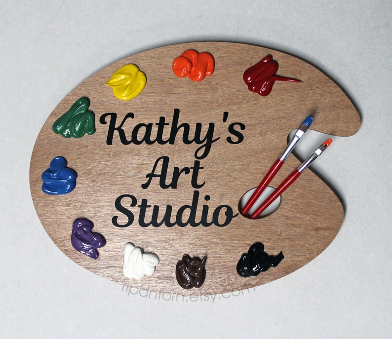 Personalized Art Palette Studio Sign Wall Hanging Wording | Etsy