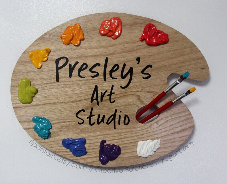 Personalized Art Palette Studio Sign or Wall Hanging with | Etsy