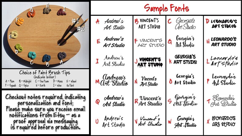 Personalized Art Palette Studio Sign, Wall Hanging - Wording of Your ...