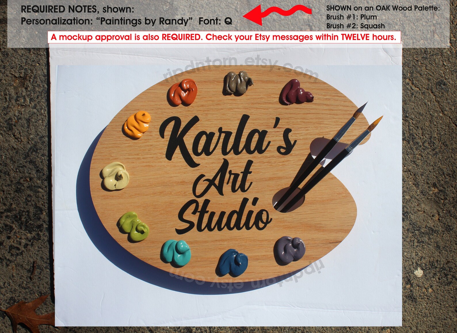 Personalized Art Palette Studio Sign, Wall Hanging - Wording of Your ...