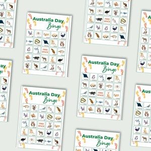 Australia Day Bingo Game Printable & Digital 30 Bingo Cards Animal ...