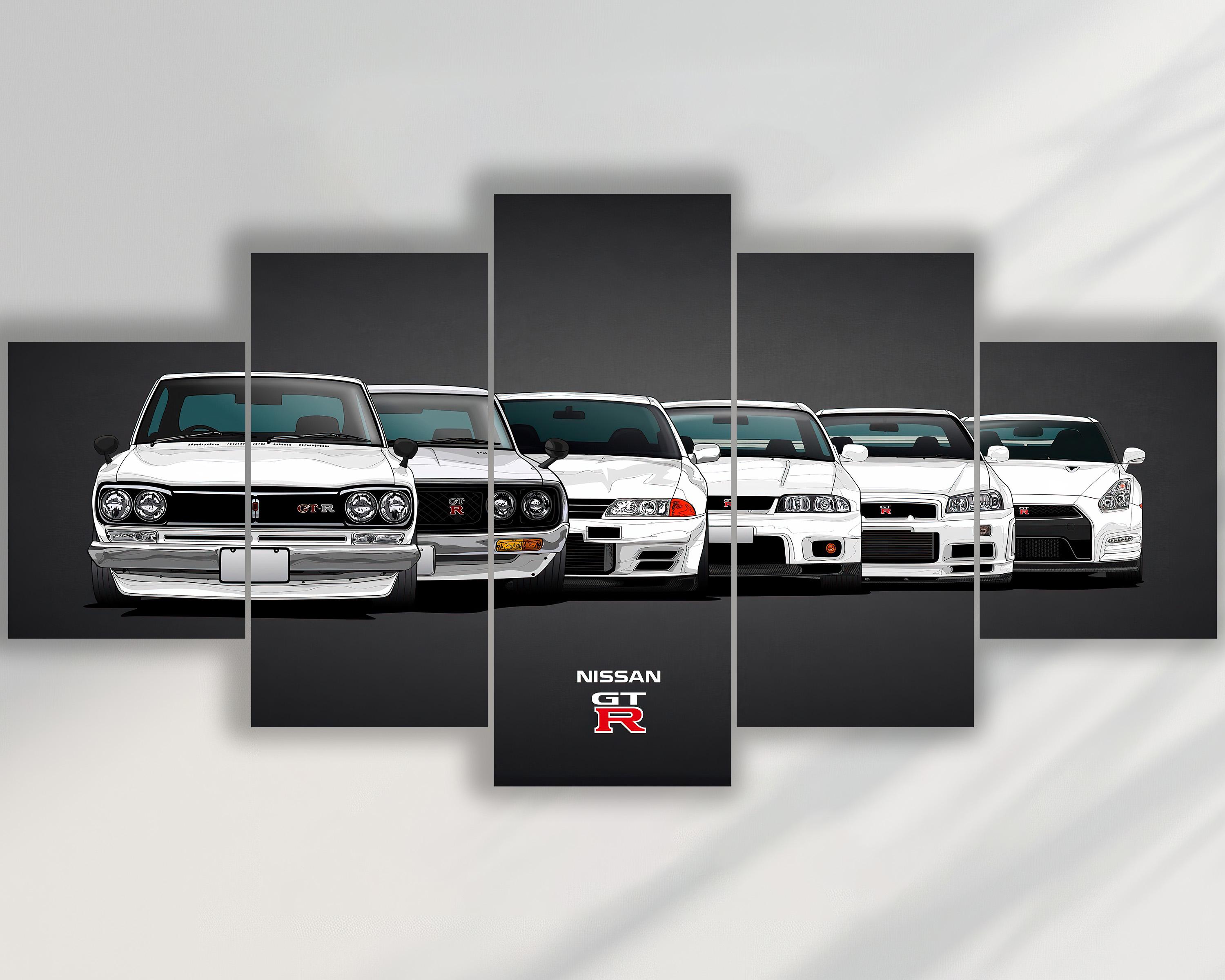 Nissan GTR Wall Art | 5 Piece Canvas Set | High-speed Sports Car Canvas ...