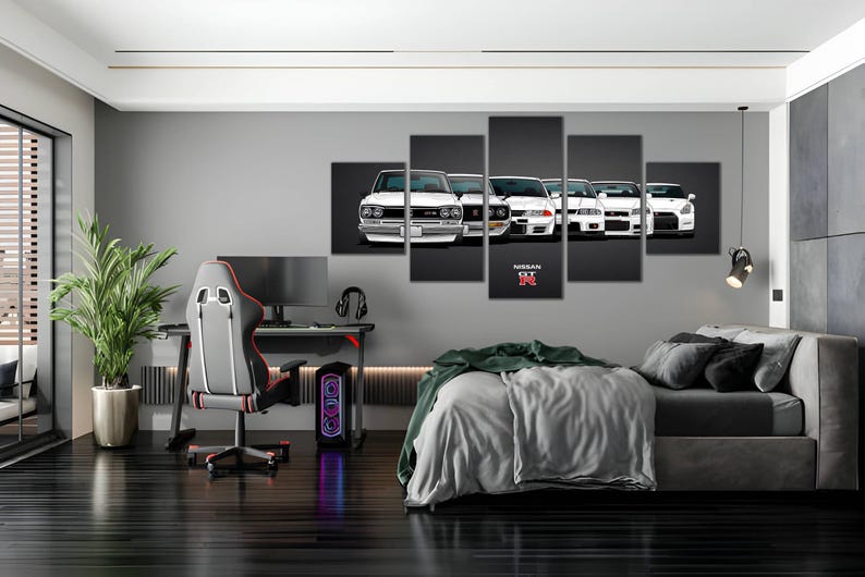 Nissan GTR Wall Art 5 Piece Canvas Set High-speed Sports Car Canvas ...
