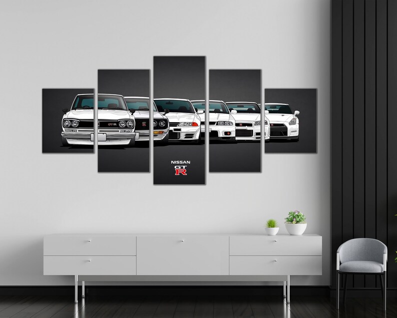 Nissan GTR Wall Art | 5 Piece Canvas Set | High-speed Sports Car Canvas ...