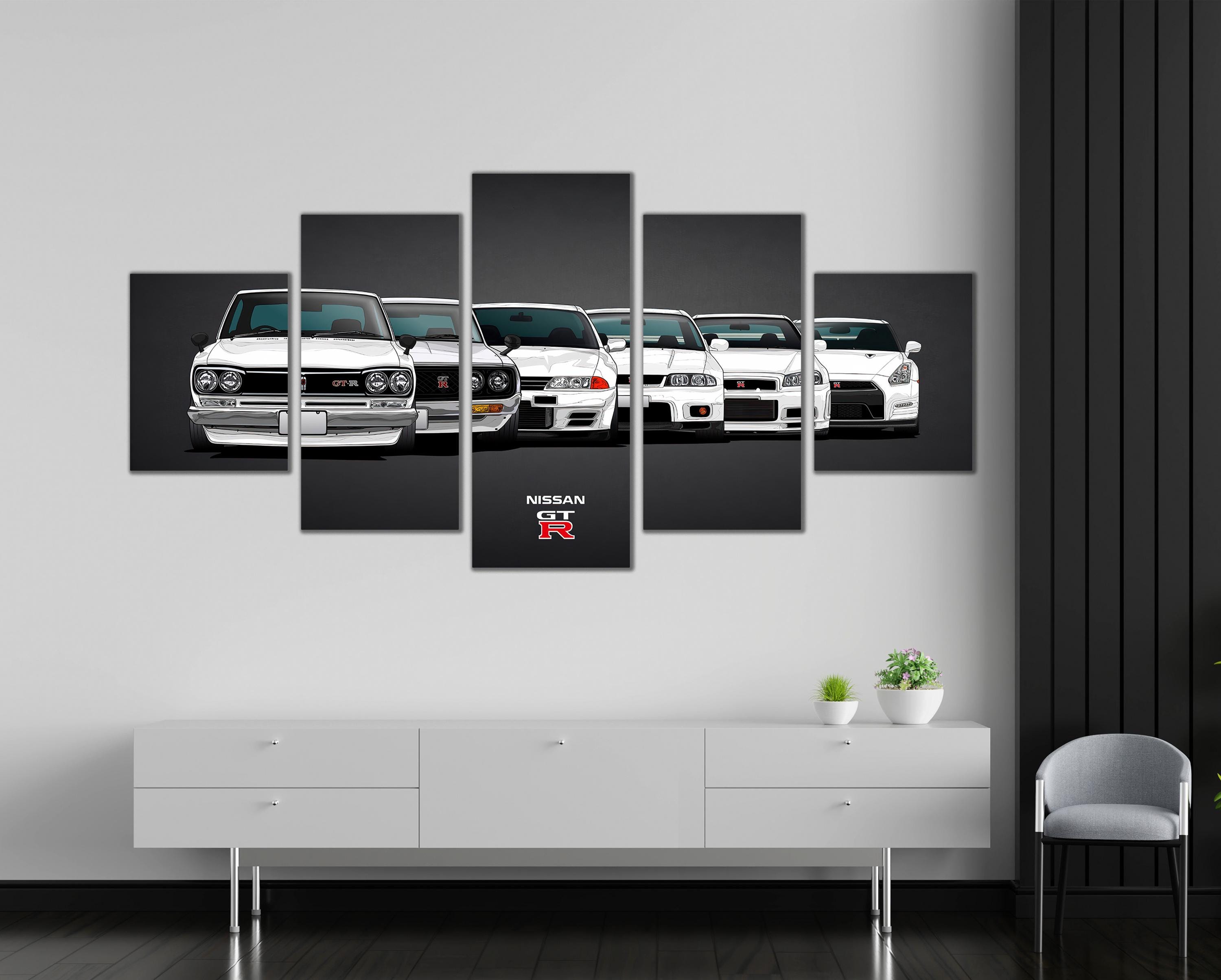 Nissan GTR Wall Art | 5 Piece Canvas Set | High-speed Sports Car Canvas ...