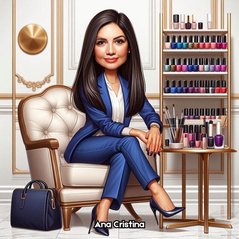 Cartoon Nail Artist Custom Logo | Personalized Manicurist Caricature ...