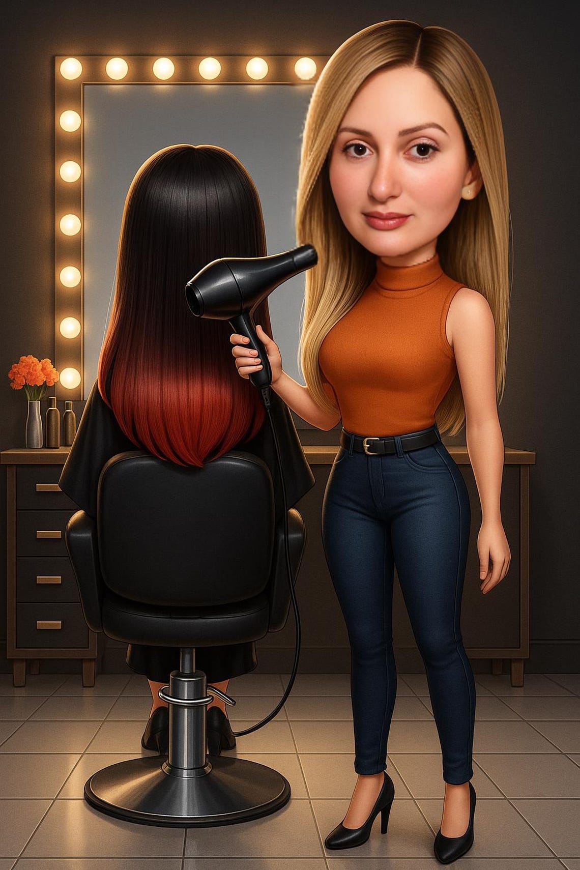 Cartoon Hair Stylist Custom Logo | Personalized Hairdresser Caricature ...