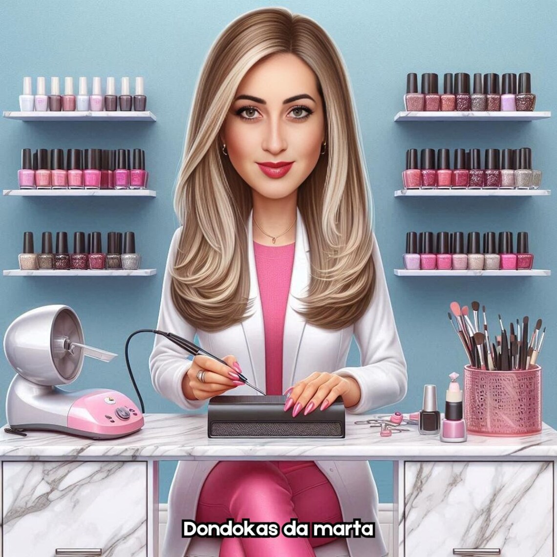 Cartoon Nail Artist Custom Logo | Personalized Manicurist Caricature ...
