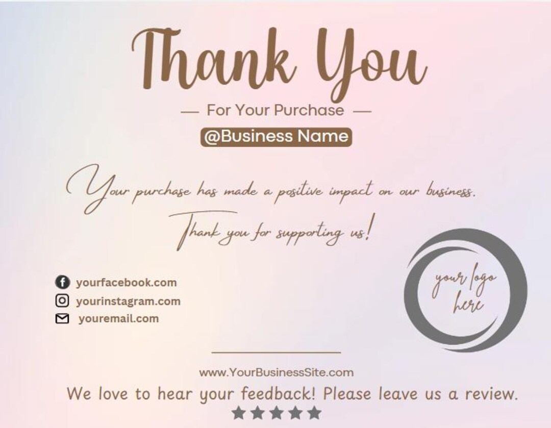 Editable Thank You Cards Customizable Thank You Notes Personalized ...