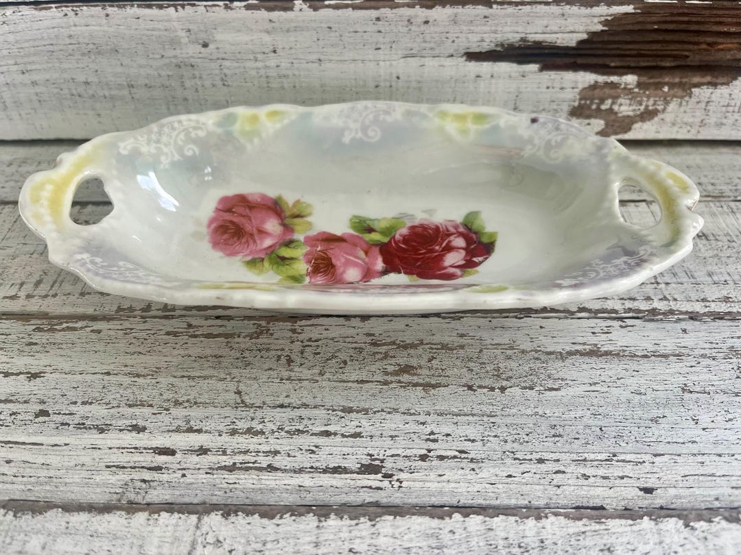 Antique German Pink Roses Trinket Dish Candy Bowl Porcelain - Etsy