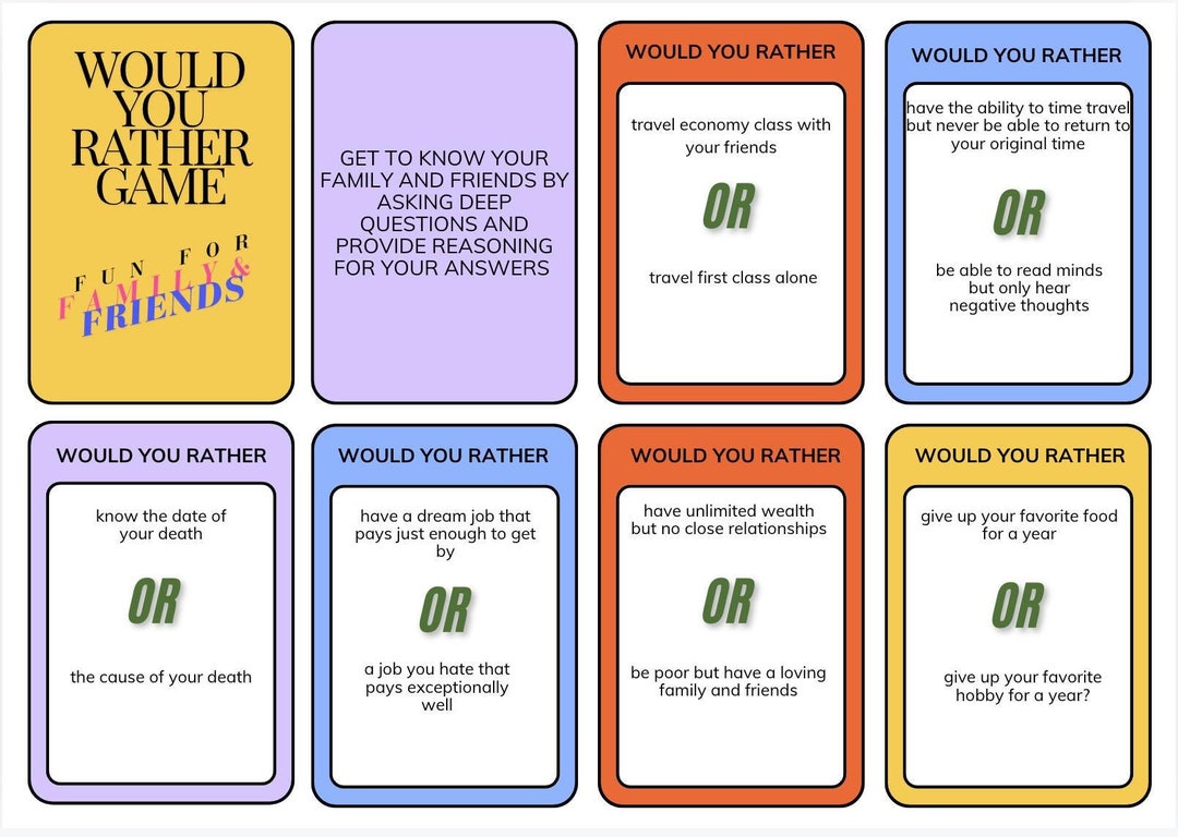 Would You Rather Printable Instant Download PDF Deep/challenging ...