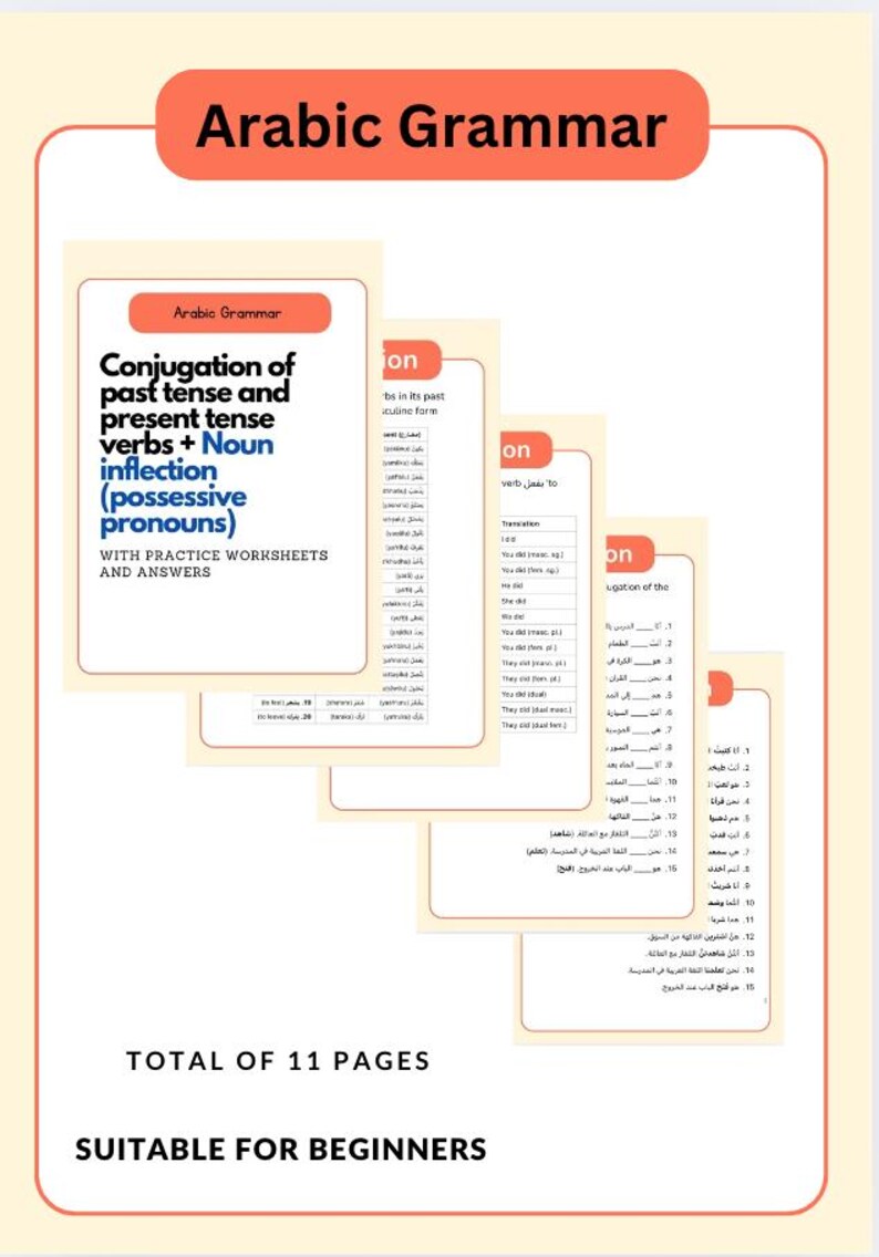 Arabic Conjugation Practice Worksheets Printables Suitable for ...