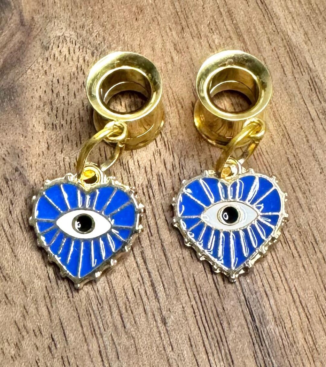 Evil Eye Dangle Ear Tunnels | Gauges | Goth | Punk | Heart | Protection ...