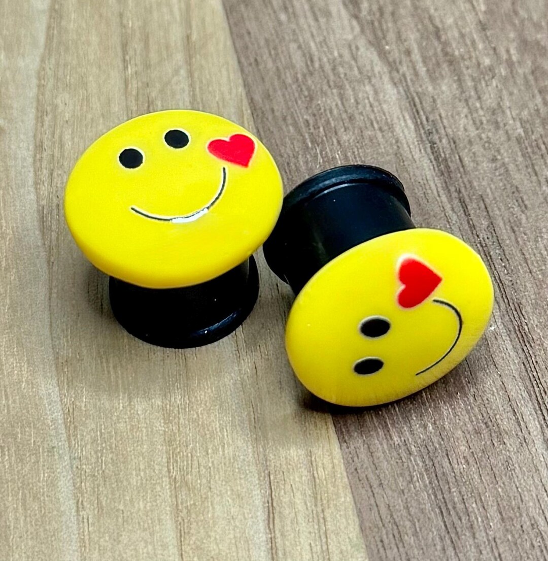 Smiley Ear Plugs | Handmade | Gauges | Goth | Punk | Y2K - Etsy