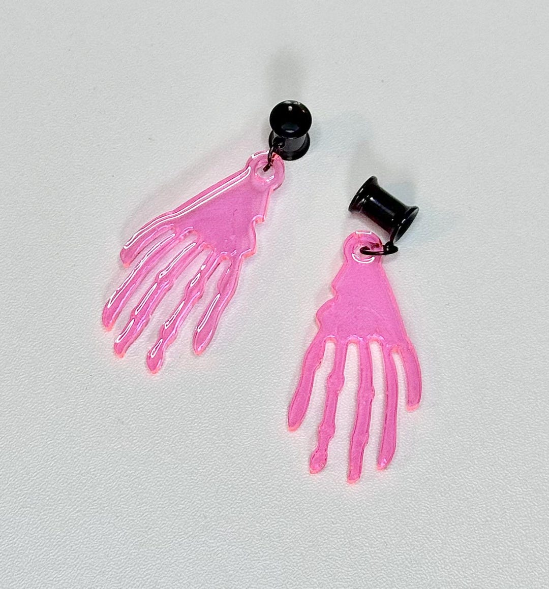 Skeleton Hand Ear Tunnels | Gauges | Goth | Punk | Halloween | Neon - Etsy