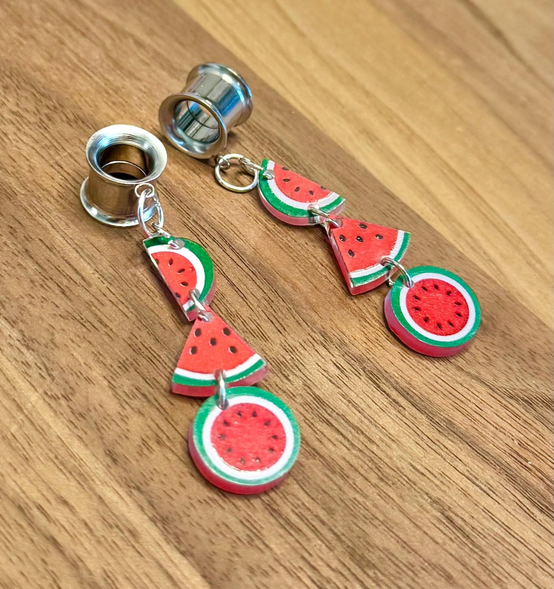 Watermelon Dangle Ear Tunnels | Gauges | Goth | Punk | July | Summer ...