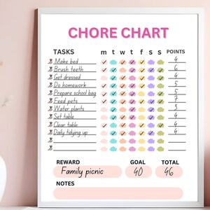 Chore Chart Printable | Kids Daily Weekly Routine | Kids Reward Chart ...