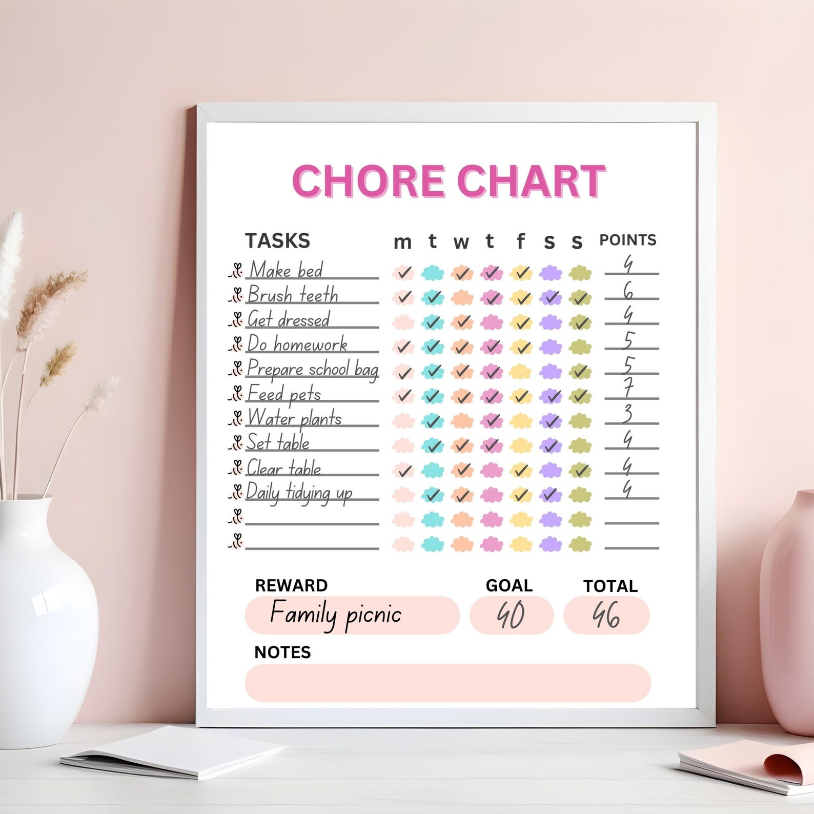 Chore Chart Printable | Kids Daily Weekly Routine | Kids Reward Chart ...