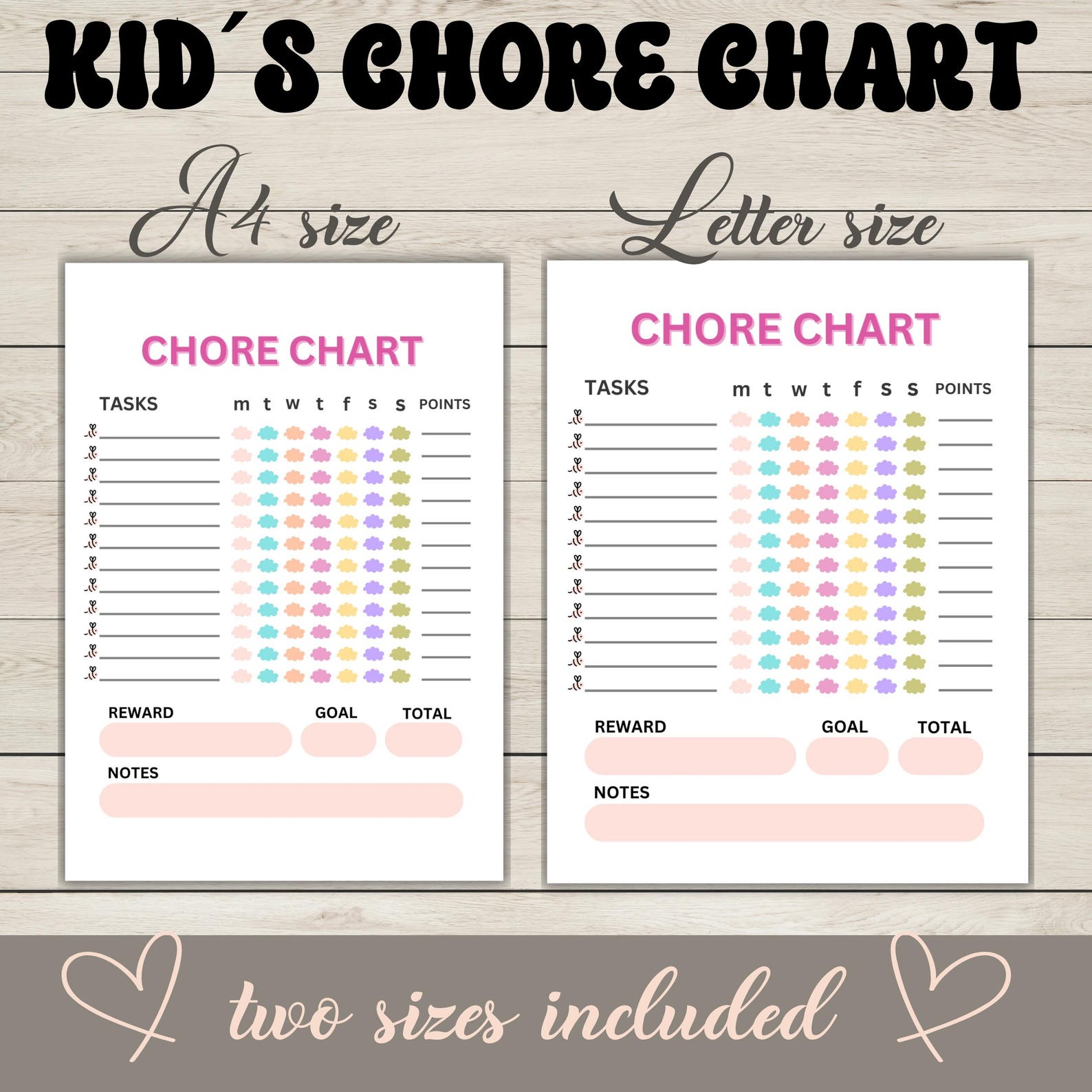 Chore Chart Printable | Kids Daily Weekly Routine | Kids Reward Chart ...