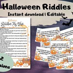 Printable Halloween Riddles Riddles Me This Easy Simple Editable Canva ...