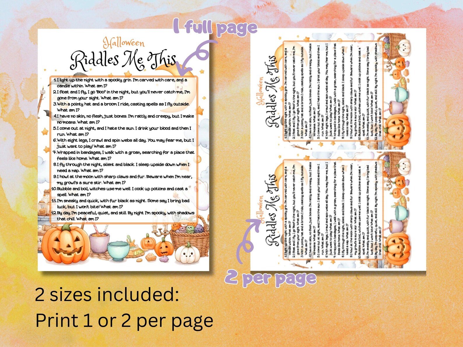 Printable Halloween Riddles Riddles Me This Easy Simple Editable Canva ...