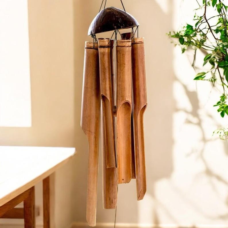 Handmade Bamboo and Coconut Wood Wind Chimes – Large Bell Tube for ...