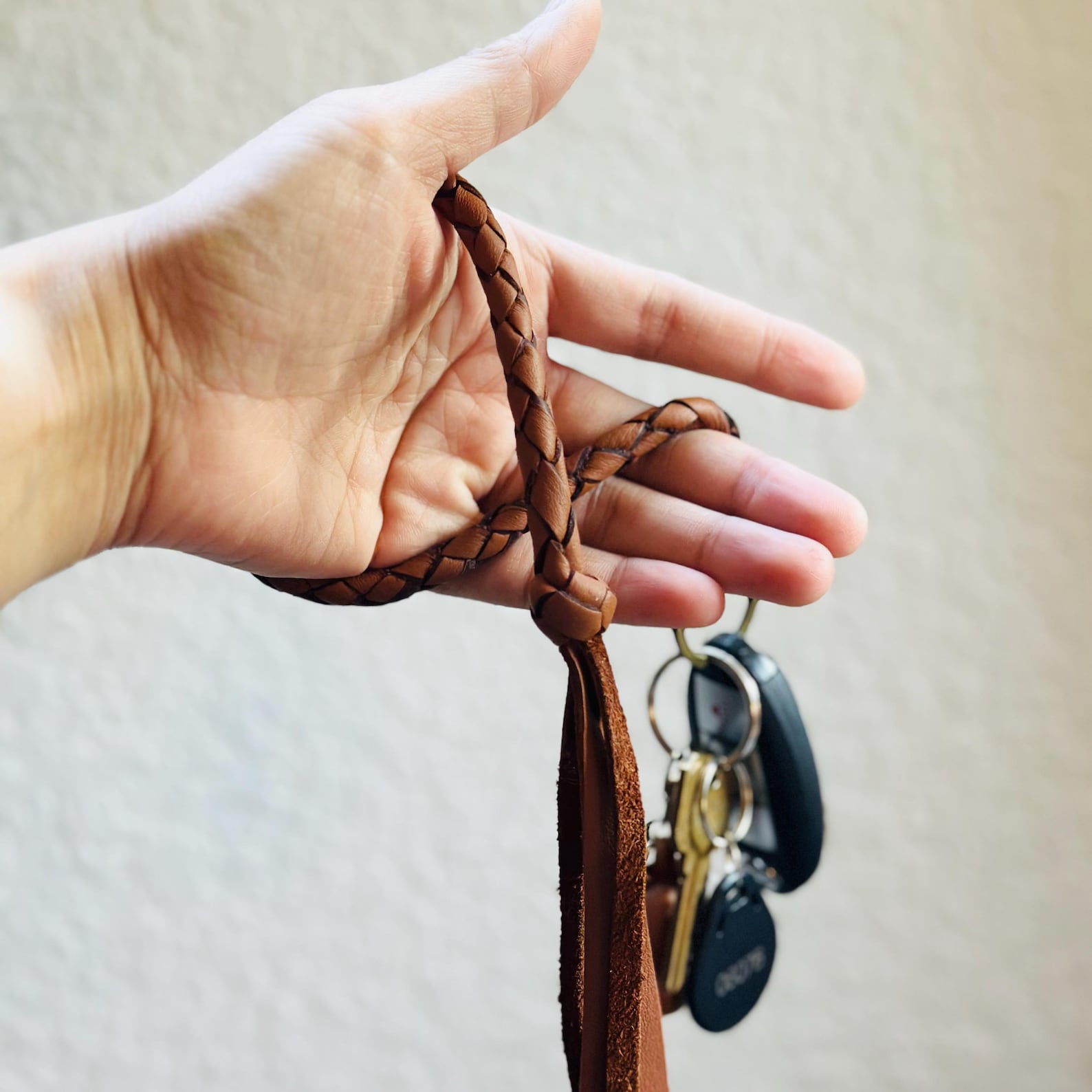 Handmade Braided Leather Keychain Wristlet: Mahogany Brown, Extra Long ...