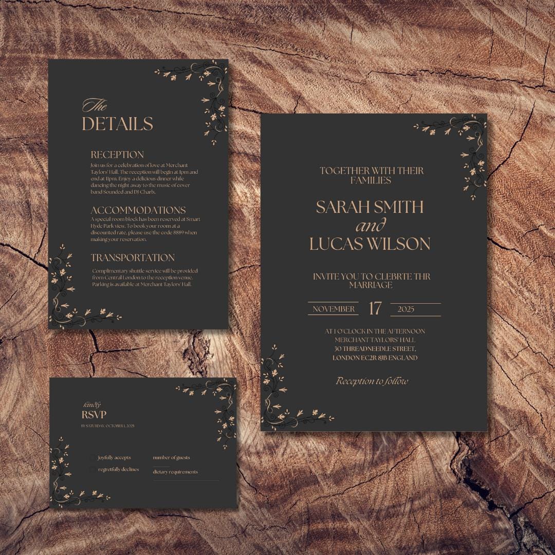 Wedding Invitation, Invite Template, Reception Wedding, Invitation Sign ...