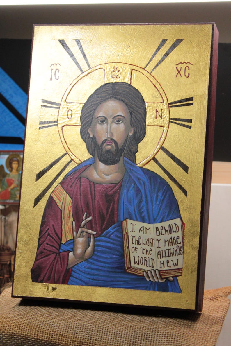 Jesus Christ Icon Handpainted Pantocrator Orthodox Eastern Iconography ...