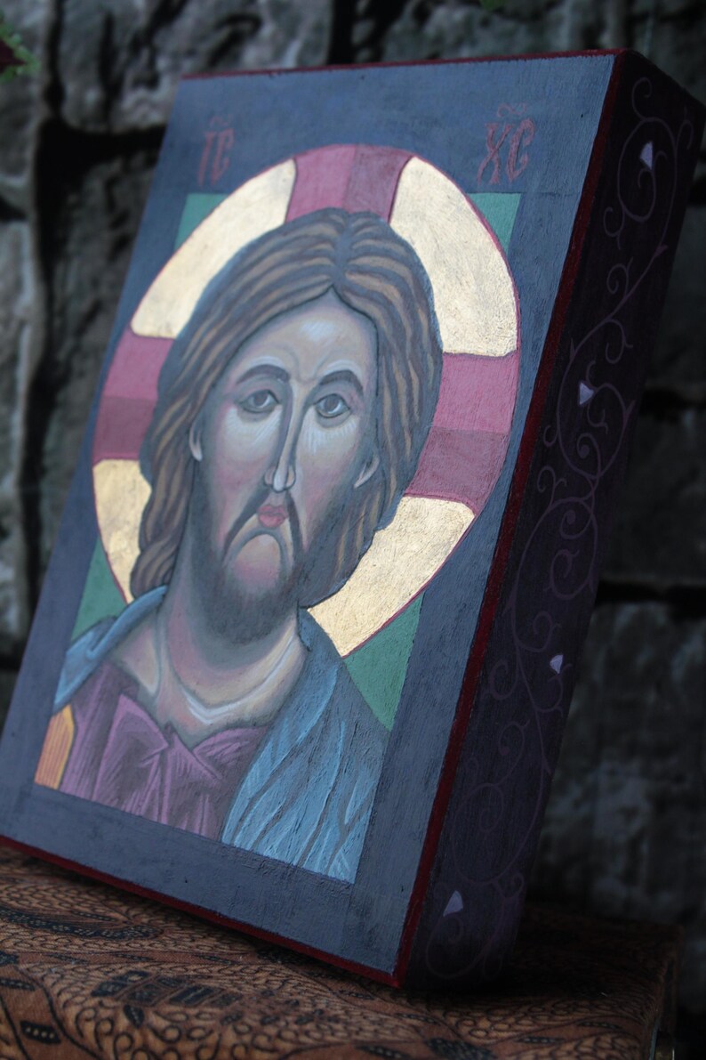 Hand Painted Icon of Jesus Christ Pantocrator 24k Gold Leaf Orthodox ...