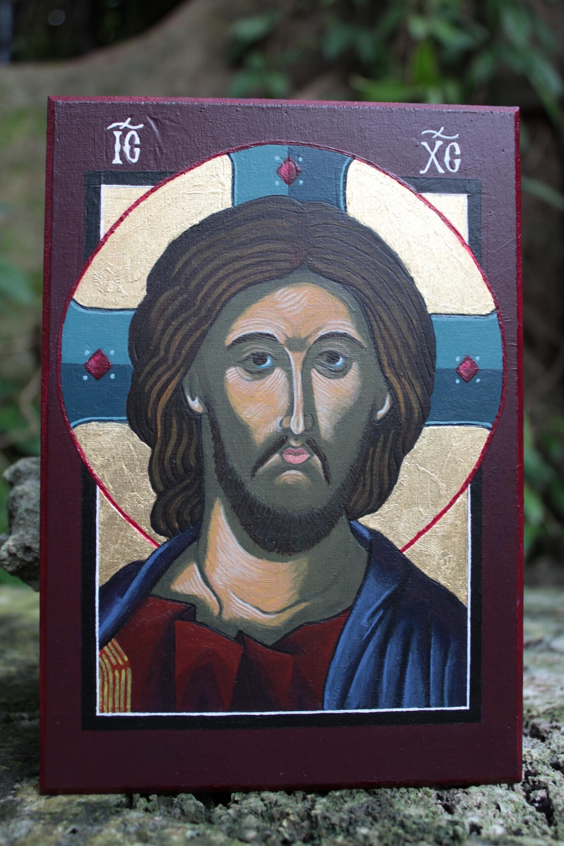 Hand Painted Icon of Jesus Christ Pantocrator Orthodox Byzantine Ornate ...