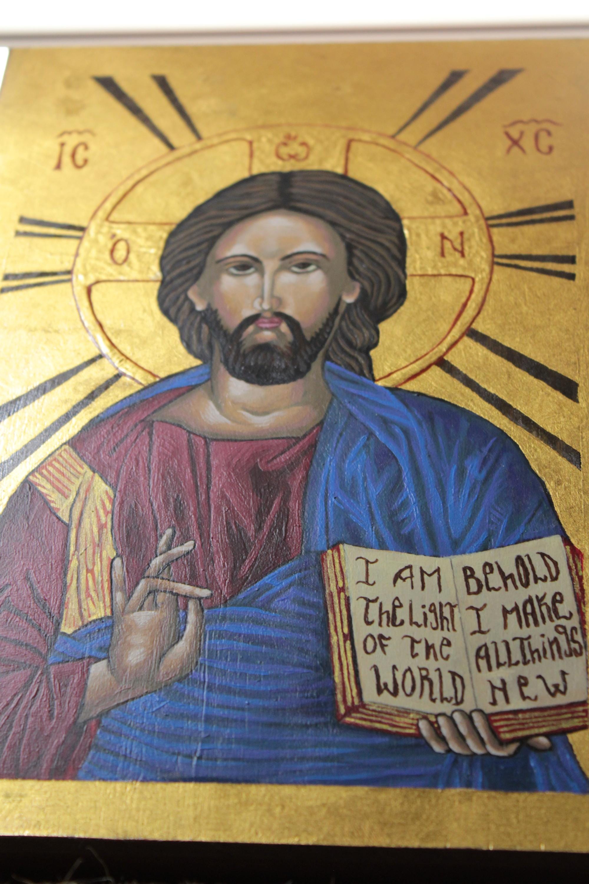 Jesus Christ Icon Handpainted Pantocrator Orthodox Eastern Iconography ...