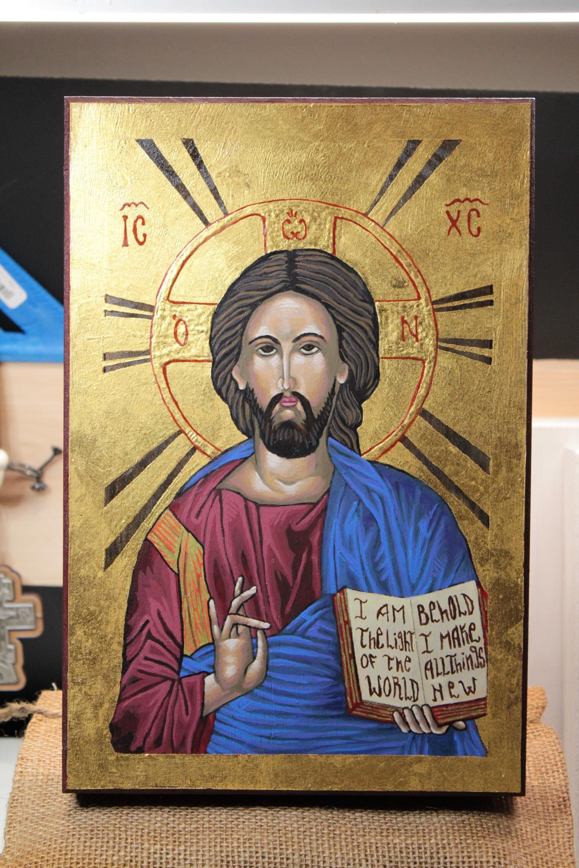 Jesus Christ Icon Handpainted Pantocrator Orthodox Eastern Iconography ...