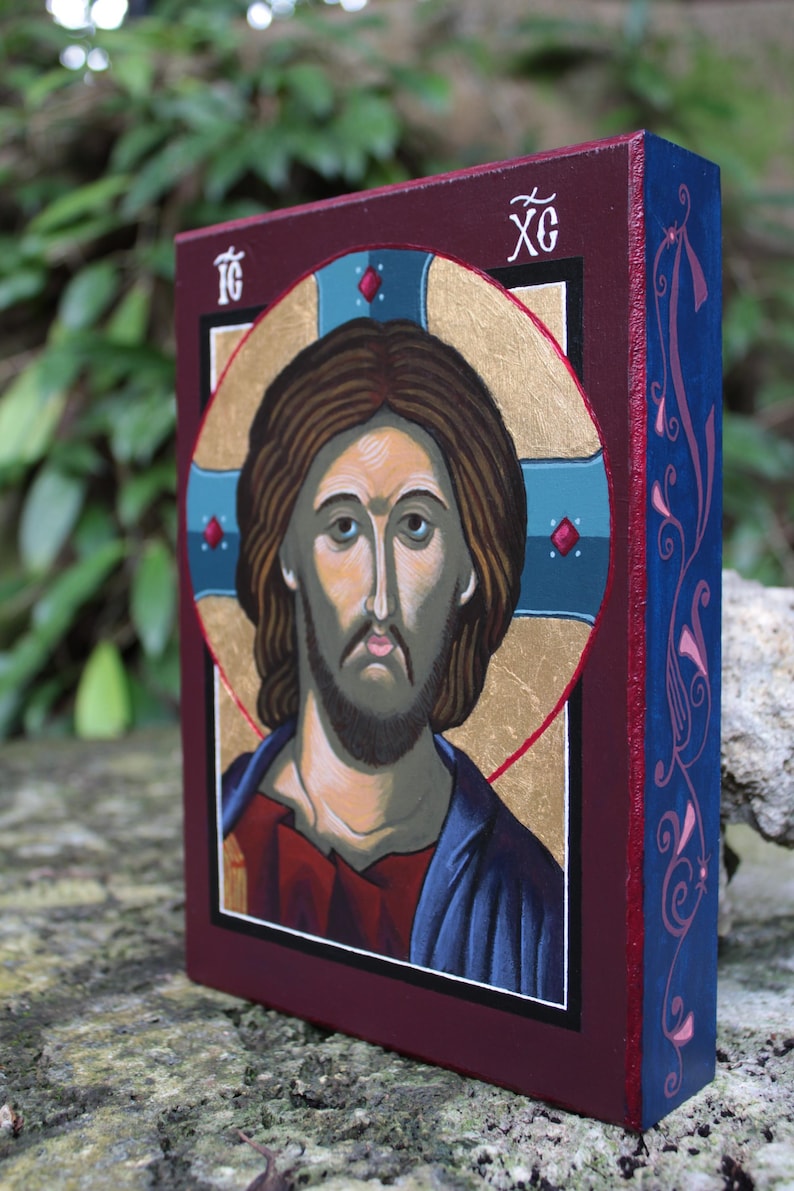 Hand Painted Icon of Jesus Christ Pantocrator Orthodox Byzantine Ornate ...