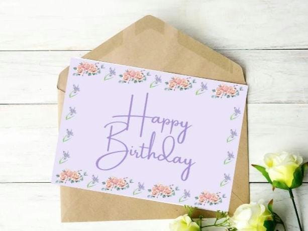 Pastel Floral Birthday Card Digital Templateeditable and Printable ...