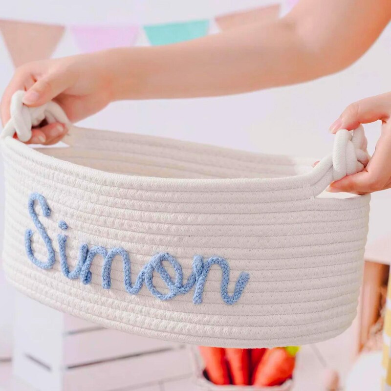 Embroidered Rope Baskets - Etsy