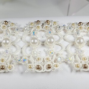 Shuttle Tatting Lace in Cream Princess Cuff-jj Chic Couture Original Design Wearable Fiber Art ...
